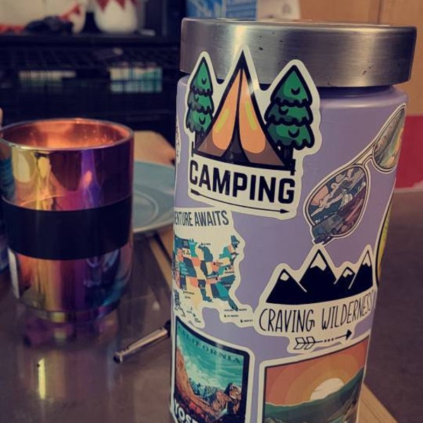 Outdoor Adventure Stickers for Water Bottles, Camping Hiking Sticker ...