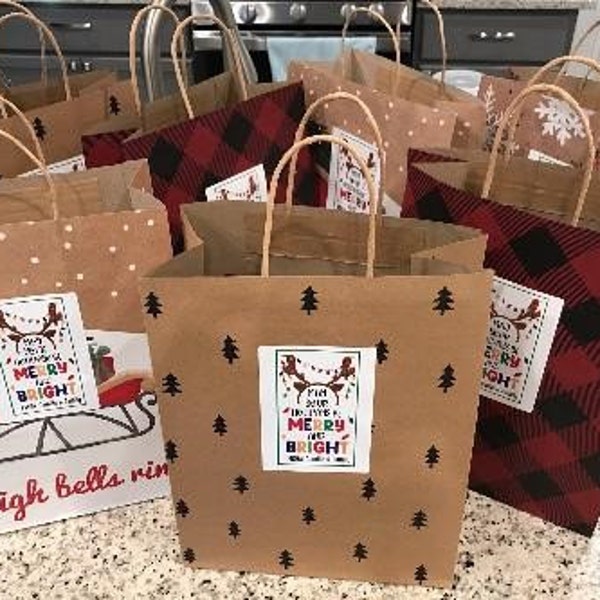 Christmas Gift Tags, Holiday Label, Holiday Gift Tags, Merry & Bright ...