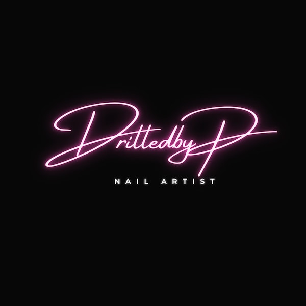 DIY Neon Pink Signature Logo, Editable Small Business Canva Template ...