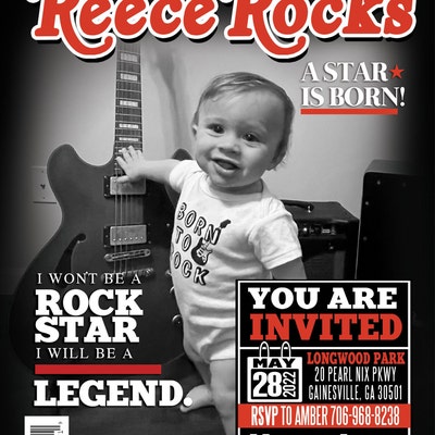 Rock Star Magazine Theme Birthday Invitation, Rockstar, Baby Shower ...