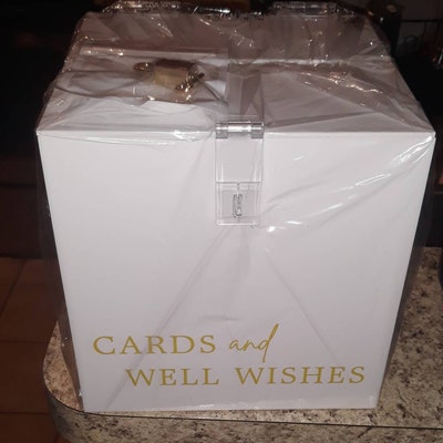 Cards and Well Wishes Box Customized Wedding Acrylic Card Box With Lock ...