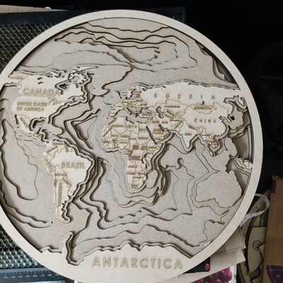 7 Layer 3D Rectangular Map of the World, Multi layer Panel,laser Cut ...