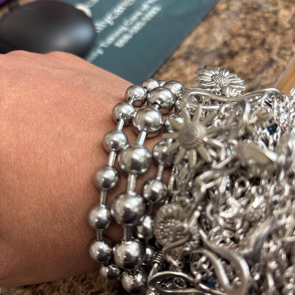 Ball Chain Bracelet / Stainless Steel/ Beaded Chain/ Silver Ball and ...