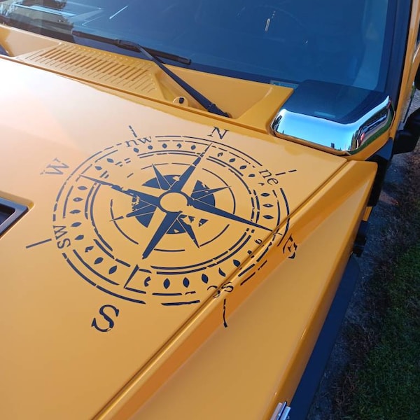 Vinyl Distressed Style Compass Hood Decal Window Decal Fits Jeep ...