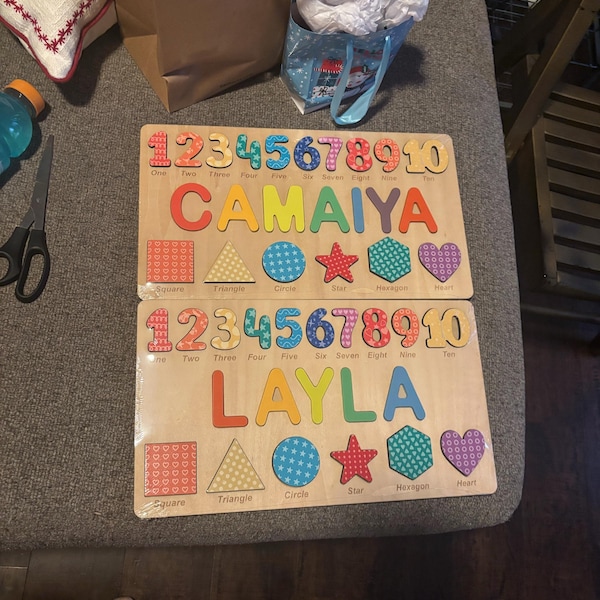 Algebraic Wooden Name Puzzle, Preschool Puzzle Toys for Girls ...