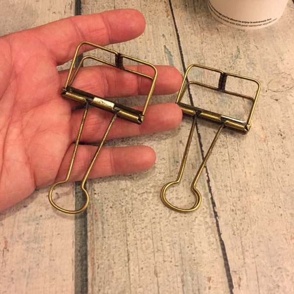 Vintage Bronze Skeleton Paper Clips, 3 Sizes - Hollow Wire Binder Paper ...