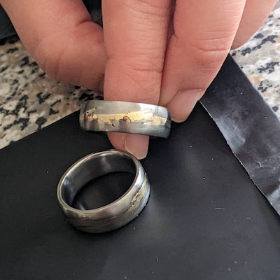 Cracked 3D Printed Titanium Gold Inlay Ring With half Crack - Etsy