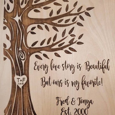 Tree With Carved Heart SVG, Initials Tree SVG, Silhouette Cameo, Cricut ...