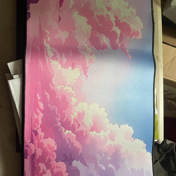 Desk Mat Cute Black Cat Anime Inspired Blue Sky Keyboard Mouse Pad Art ...