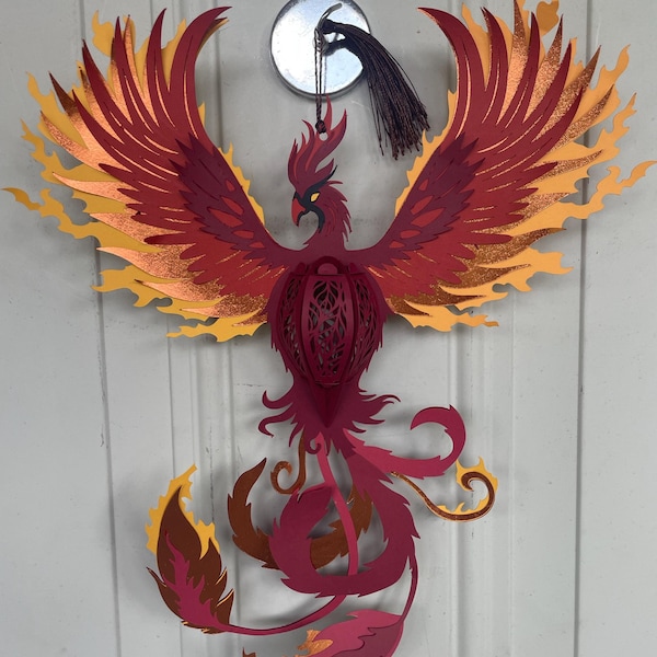 Phoenix Lantern PDF, SVG, Studio Template - DIY Phoenix Paper Cut ...