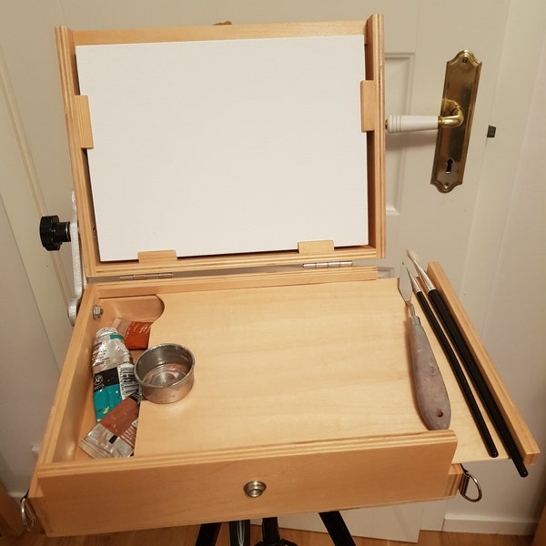 Wooden Travel Paint Box Easel Carry Case Watercolour Oil Painting - Etsy