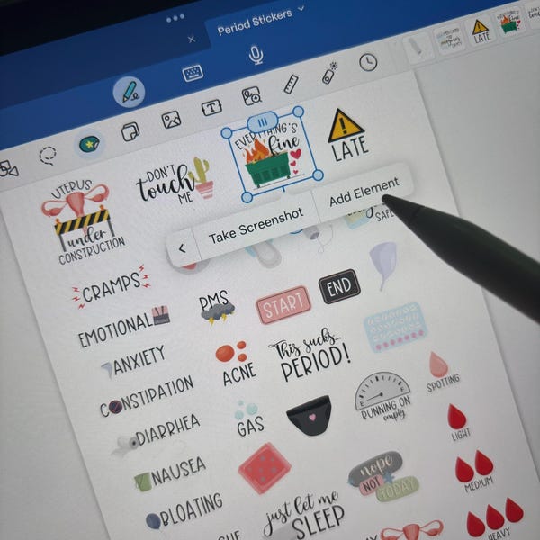 Period Digital Planner Stickers - PNG Digital Stickers, Compatible With ...