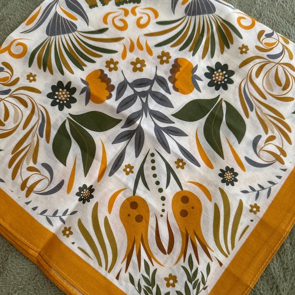 Pine Green Cotton Voile Floral Bandana Ethnic-inspired Art Mandala ...