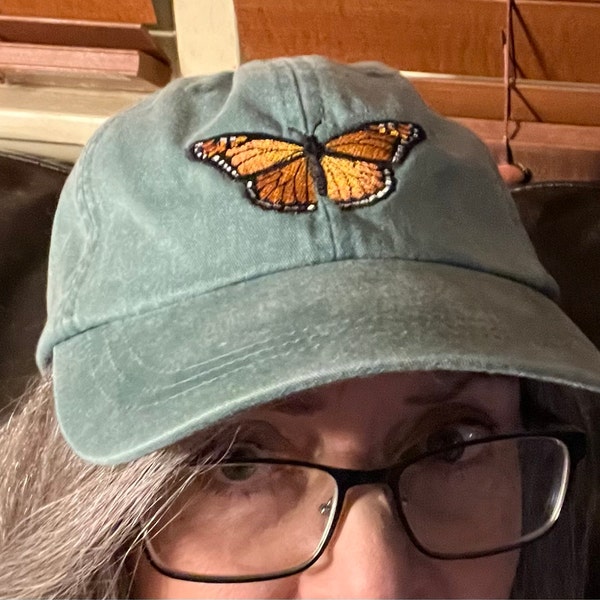 Monarch Butterfly Embroidered Hat, Baseball Cap, Sun Cap, Garden Cap ...