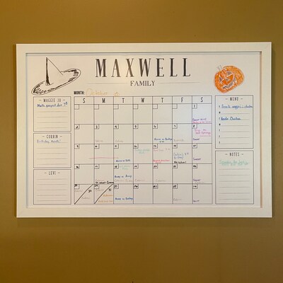 Command Center Calendar Large Wall Calendar Dry Erase Calendar Framed ...