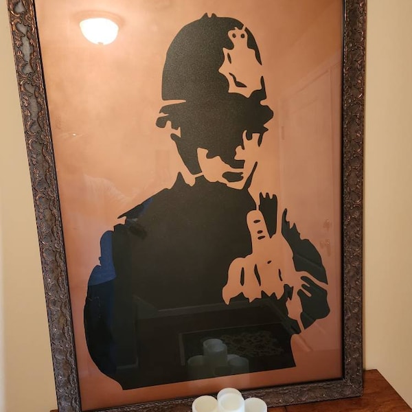 BANKSY STENCIL - Rude Cop. Copper Middle Finger. Reusable Graffiti Art ...