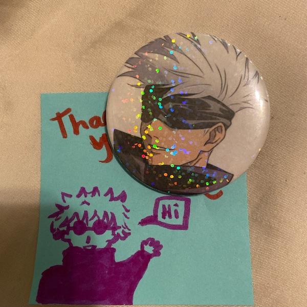 Jujutsu Kaisen Gojo and Geto Holographic Pin Buttons 2.25 in (58mm) - Etsy