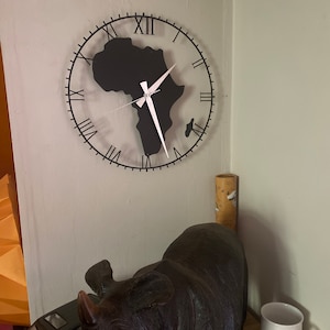 Black Africa Map Clock, Africa Metal Wall Clock, Livingroom Metal Wall ...