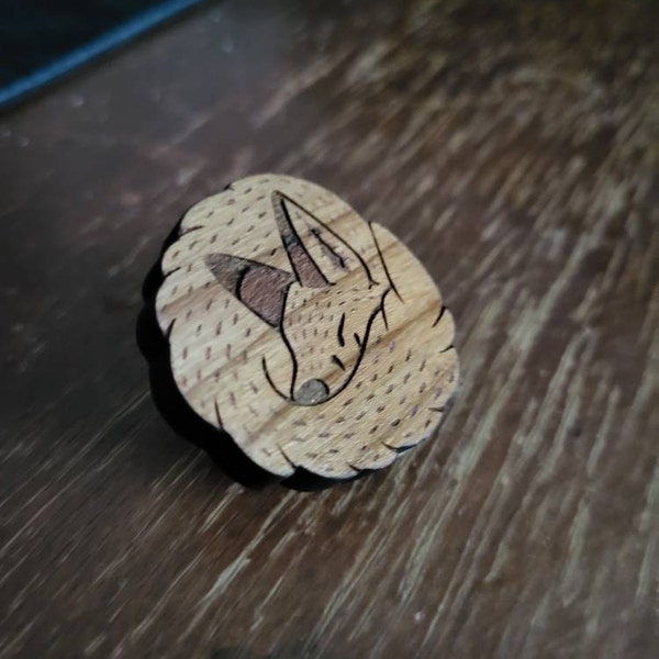 Sleeping Fox Wood Pin / Magnet - Etsy