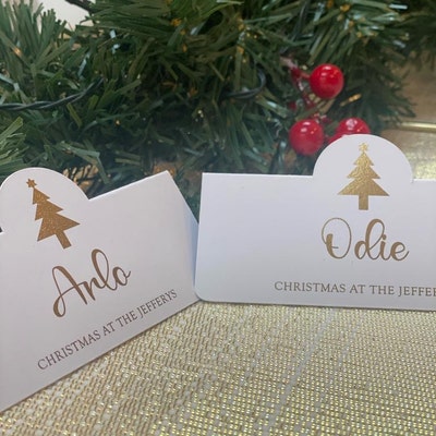Personalised Santa Christmas Place Cards, Place Name Cards, Festive ...