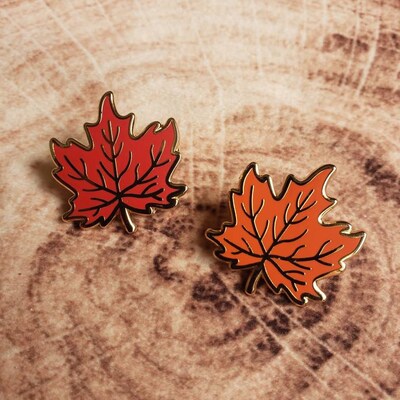 Autumn Leaf Duo, 2 Hard Enamel Pins, a Great Gift for Fall - Etsy