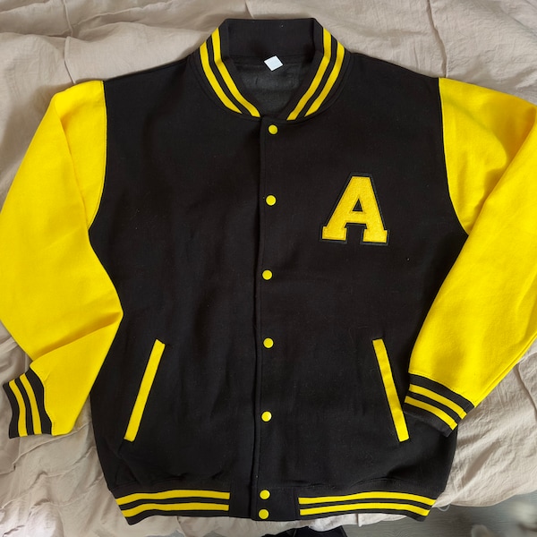 Black Varsity Jacket With Yellow Sleeves: College Letterman Coat - Etsy