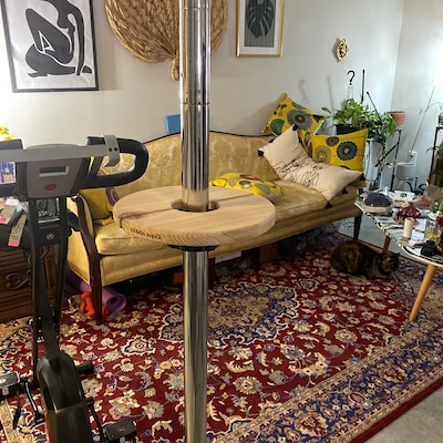 Basement Bar Pole Table Tray, Drink Shelf Wrap. Adjustable, Free ...