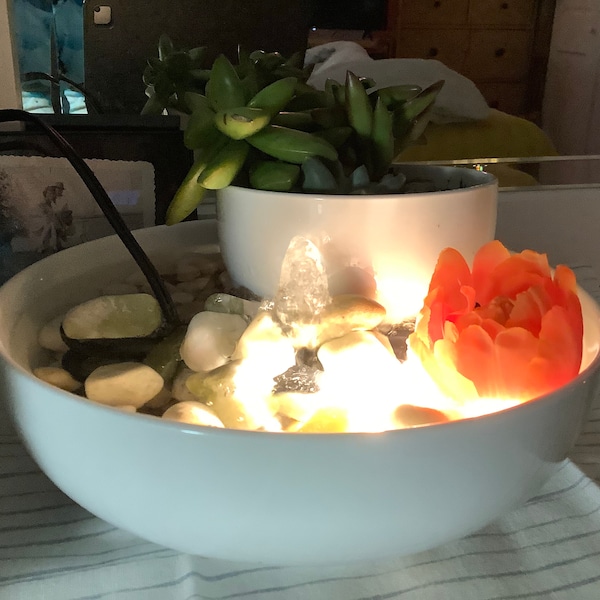 Tranquility Tabletop Jade Water Garden Fountain With Lady Meditating ...
