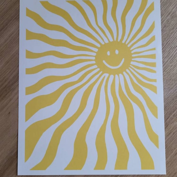 Retro Smiley Face Art Print, 70s Sunshine Poster, Nursery Decor - Etsy