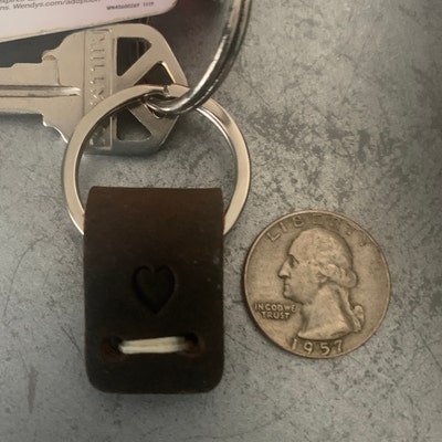 Tiny Personalized Leather Key Holders , Small Minimalist Key Ring , Key ...