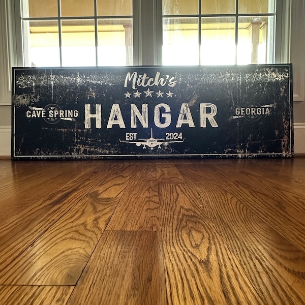 Hangar Sign | Airplane Decor | Pilot Sign | Aviation Wall Art Custom ...