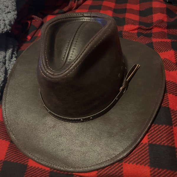 BUCKAROO Genuine Leather Western Cowboy Hat Outback Rodeo Old West ...