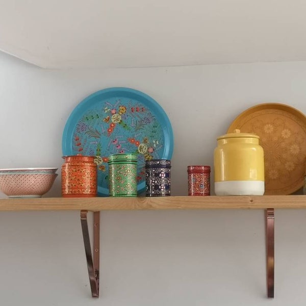 Steel Tins Enamel-coated Hand-painted Red, Green or Blue / Handmade ...
