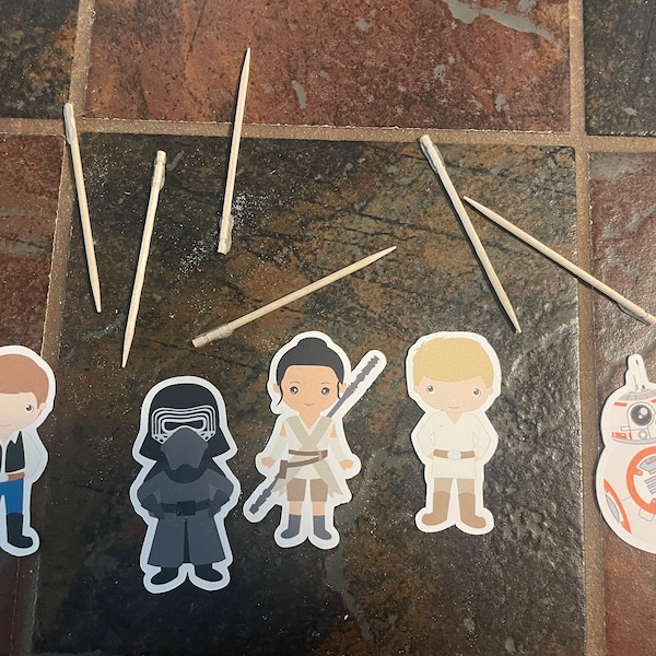 Star Wars Cupcake Toppers, Star Wars Character Cupcake Picks, Set of 12 ...