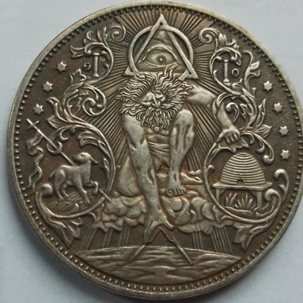 1899 Morgan Silver Dollar. Urizen/mythology. Carved/hobo Coin. 38mm 23g ...