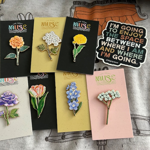Dandelion Floral Enamel Pin, Yellow Flower Accessory, Nature Lover ...
