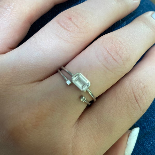 Baguette Ring, Rectangle Ring, Bezel Set Ring, Bezel Set Engagement ...