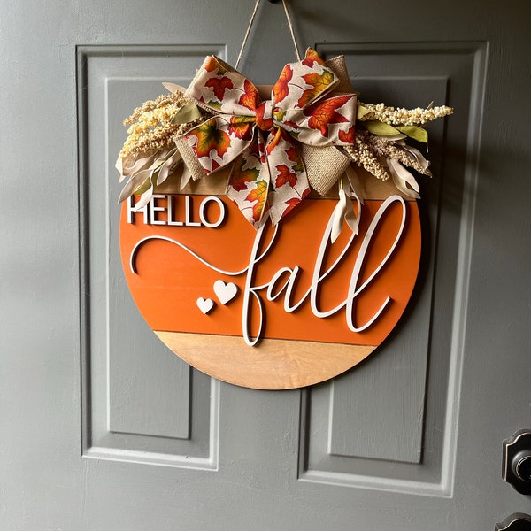 Hello Fall Door Hanger|fall Door Wreath | Personalized | Fall Door ...