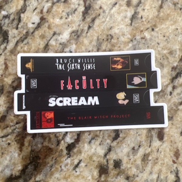 90s Horror Movie VHS Stack Sticker Halloween Stickers - Etsy