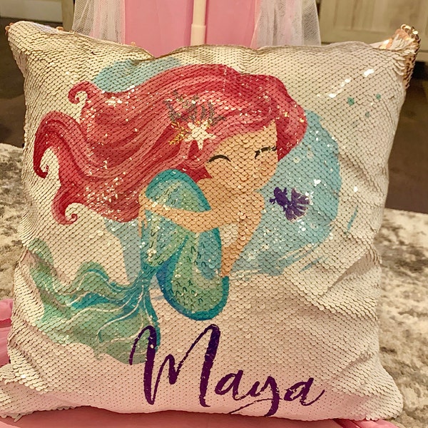 Mermaid Sequin Pillow | Reversible Sequin Mermaid Pillowcase ...