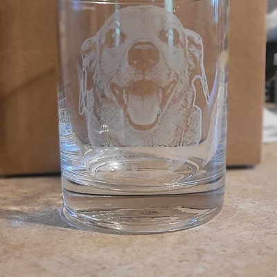 Custom Pet Memorial Photo Rock Glass Engraved Dog Picture Whiskey Glass ...