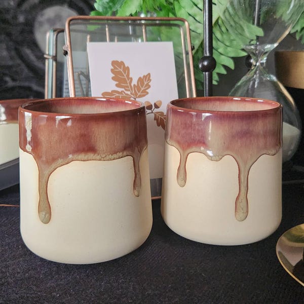 Dripping Style White Clay Brown Glaze Pottery, Handmade Stoneware ...