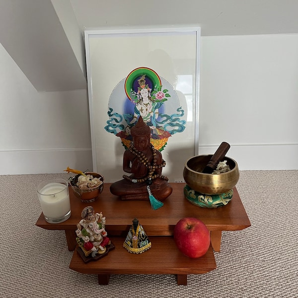 Puja Table. Meditation Shrine. Prayer Table. Meditation Altar. Tea ...