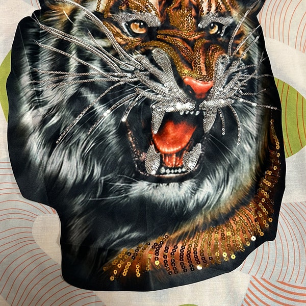 Large Tiger Sequined Applique Patch,paillette Patch,sequins Tiger Patch ...