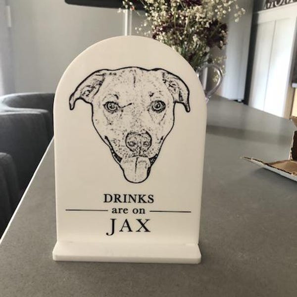 Minimalist Open Bar Sign, Drinks Are on Me, Drinks Are on Us, Dog of ...