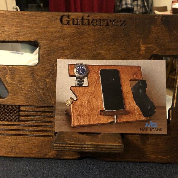 Wooden Pistol Holder, Wooden Docking Station Gun Holder, Personalized ...
