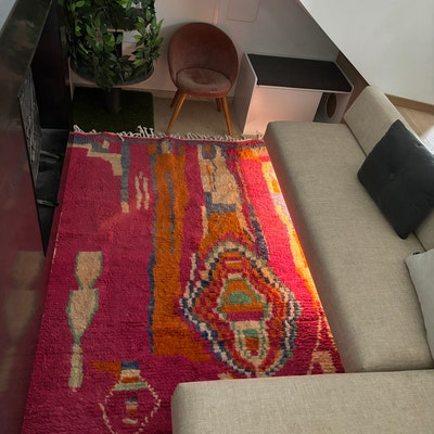 Boujaad Rug Moroccan Rug Huge Bohemian Red Rug Berber Carpet-colorful ...
