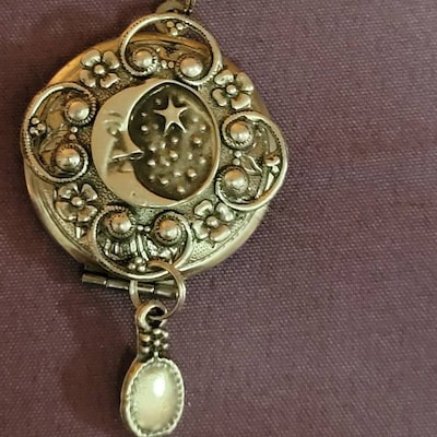 Photo Locket, Starry Sky Locket, Moon and Stars, Keepsake Locket, Gift ...