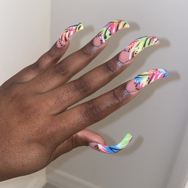 Flojo Extra Curve Talon Nail Tips: 90's Style, 500 Pc Full Well - Etsy