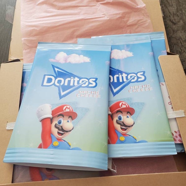 Super Mario Chip Bags, Mario Bros Birthday Chips, Mario Chip Bag 6ct ...